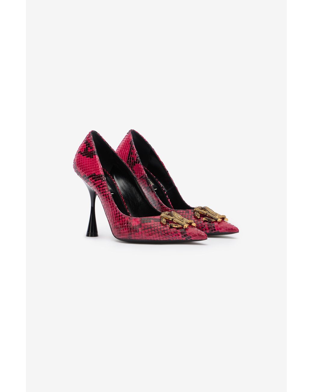 Roberto Cavalli Pumps With Python Print And Mirror Snake Monogram in ...