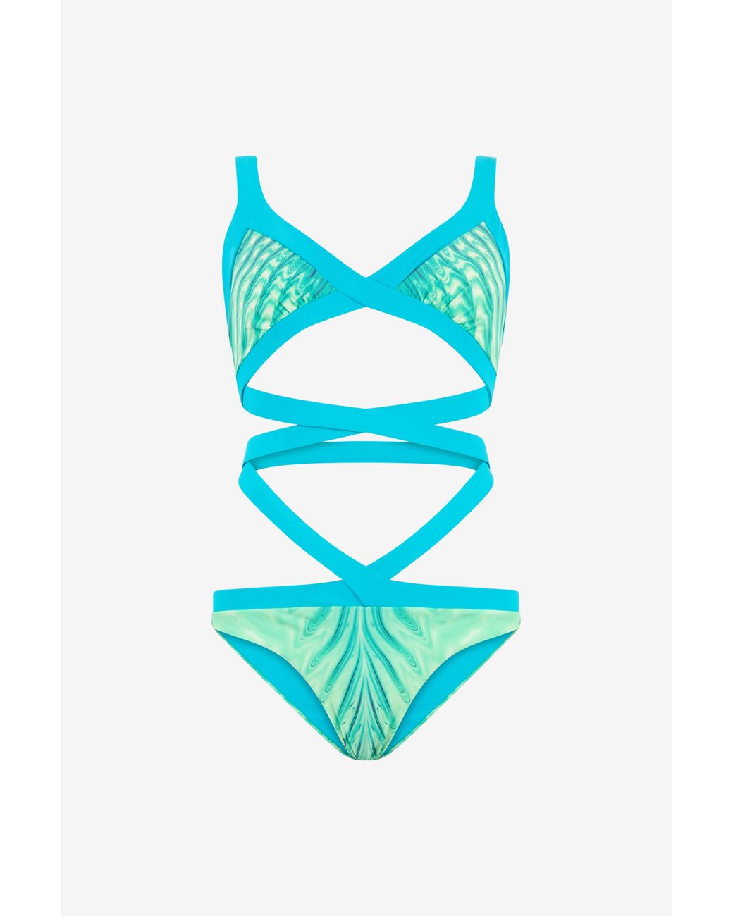 Roberto Cavalli Trikini With Optical Glass Print in Blue | Lyst UK