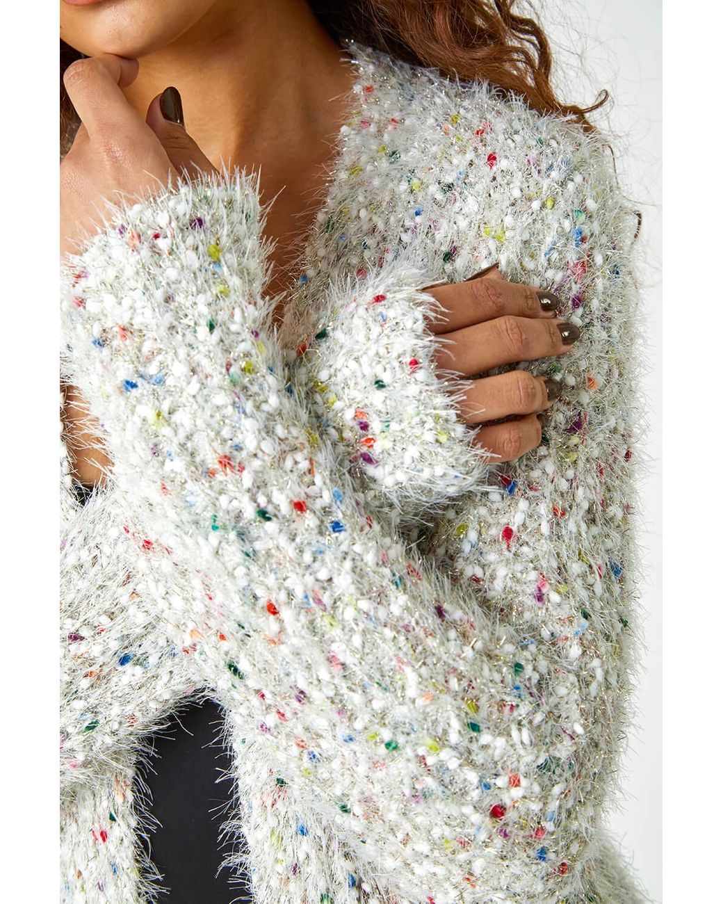 Roman Fluffy Sparkle Cardigan in Grey | Lyst UK