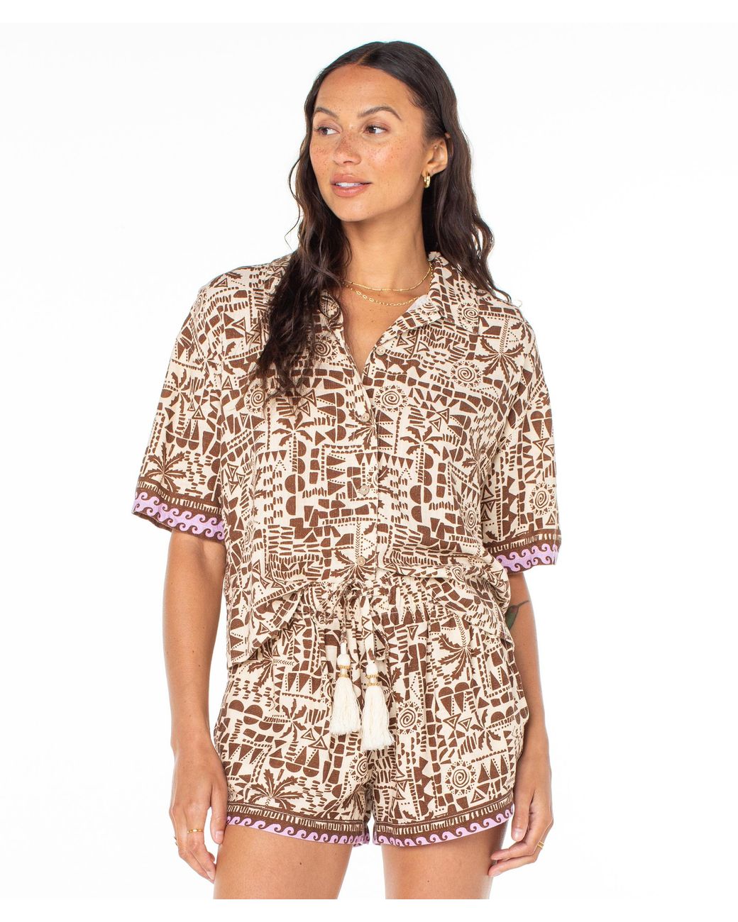 Roxy Kihei Button Up in Brown | Lyst