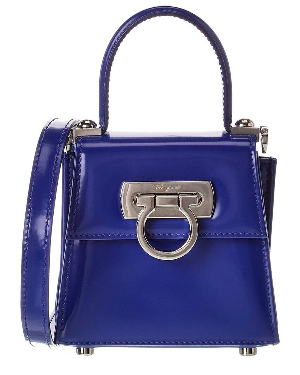 Ferragamo Iconic Mini Top Handle Leather Satchel in Blue | Lyst UK