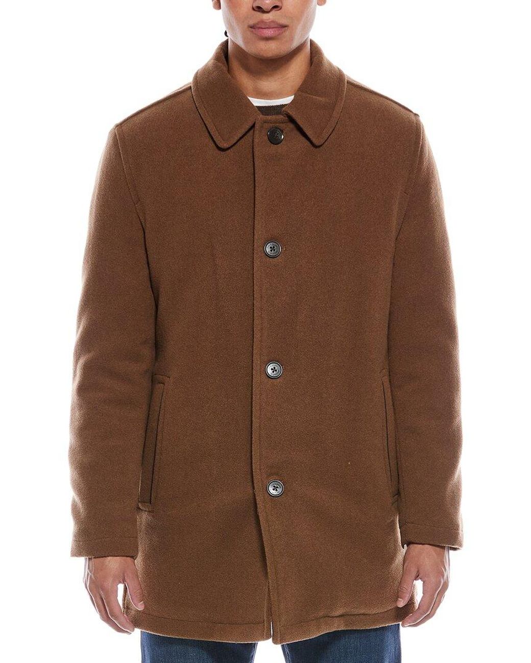 Cole Haan Signature Wool-Blend Car Coat in Brown for Men | Lyst UK