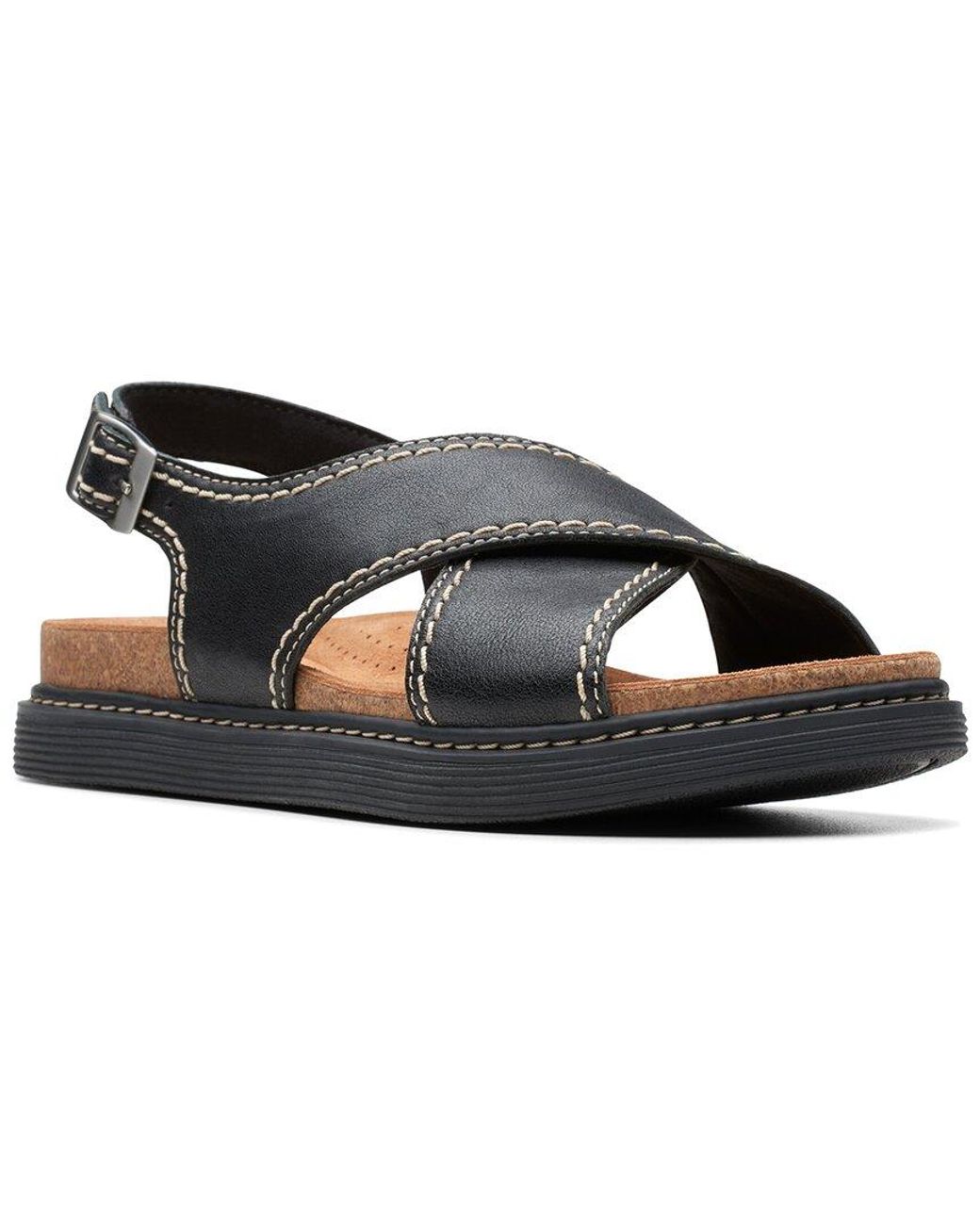 Clarks Arwell Sling Leather Sandal in Black | Lyst