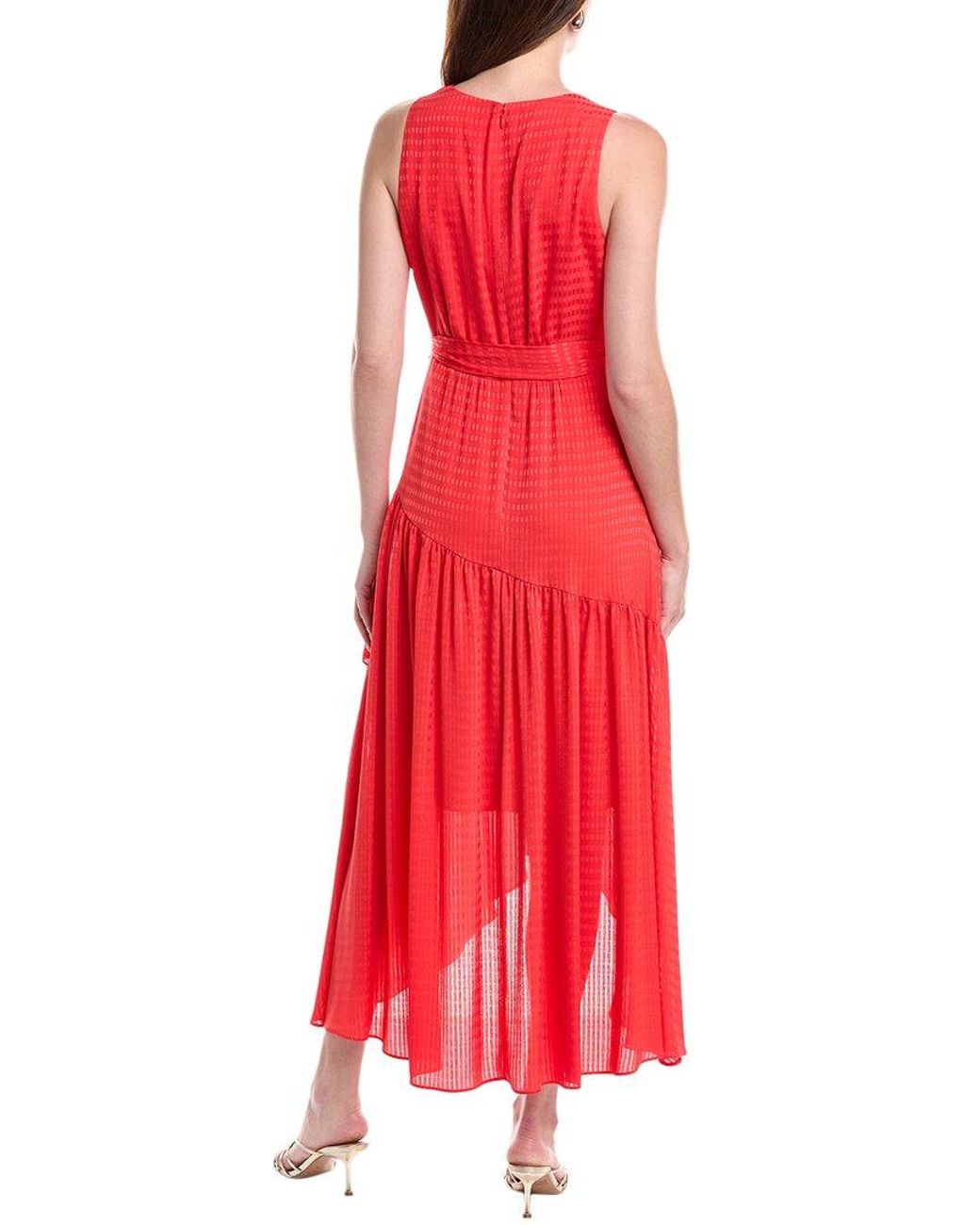 Anne Klein High-Low Midi Dress in Red | Lyst