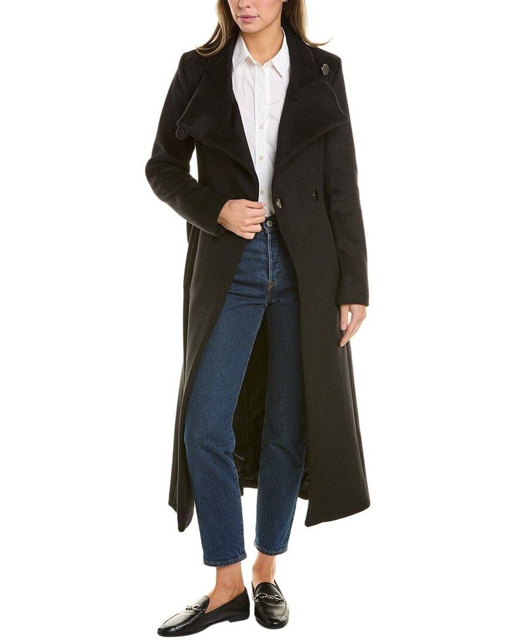 Kenneth Cole New York Belted Maxi Wool-blend Coat in Black | Lyst