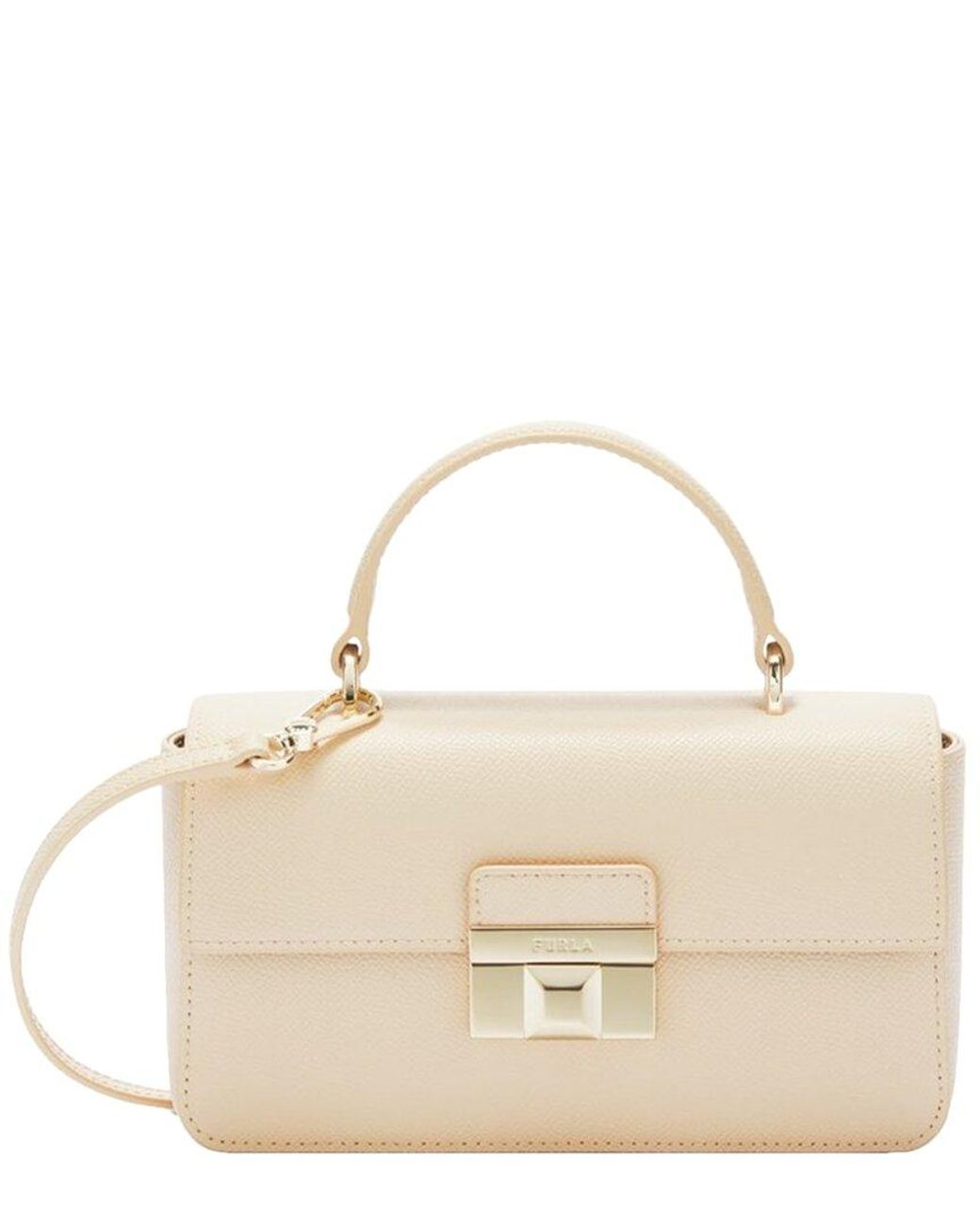 Furla Venere Micro Leather Top Handle Clutch in Natural | Lyst