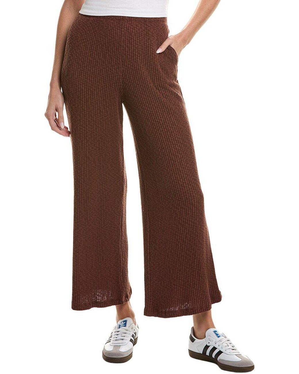 Project Social T Monterosa Textured Rib Wide Leg Pant in Brown | Lyst UK