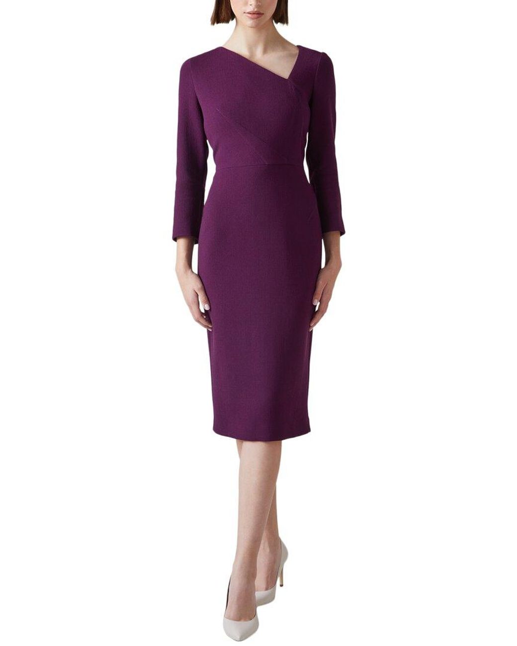 LK Bennett Alexis Wool Midi Dress in Purple | Lyst