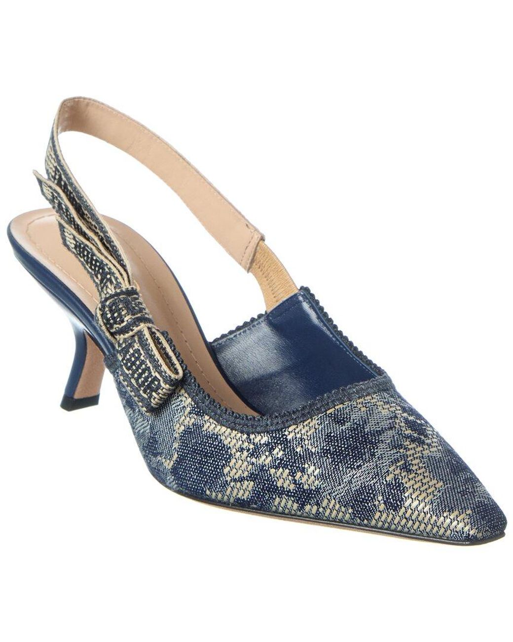 Dior J'A Jacquard & Leather Slingback Pump in Blue | Lyst UK