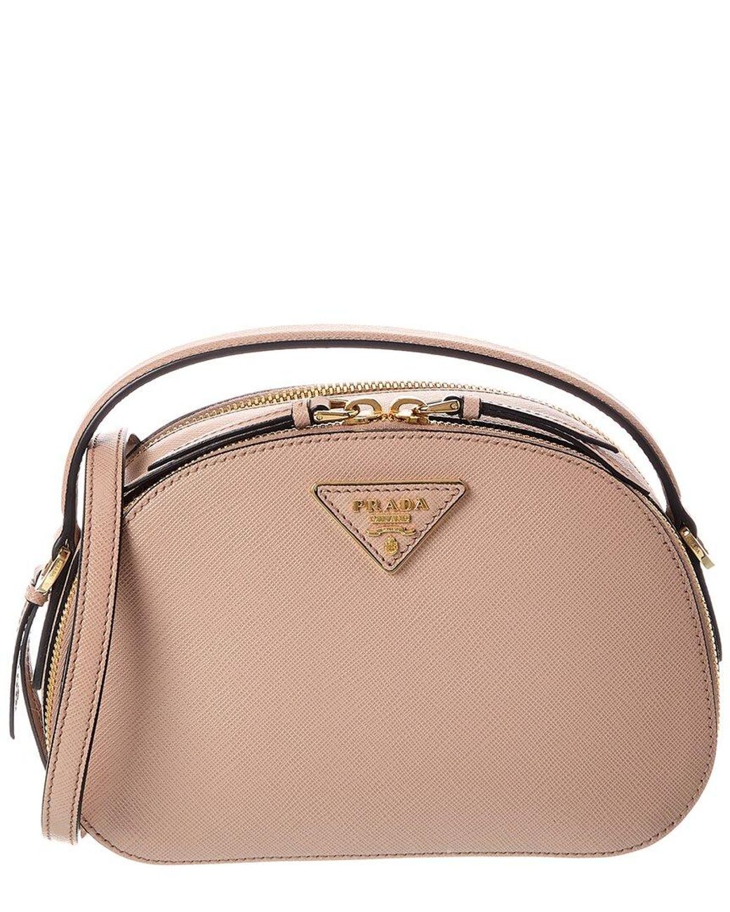 Prada Odette Saffiano Leather Crossbody in Brown | Lyst