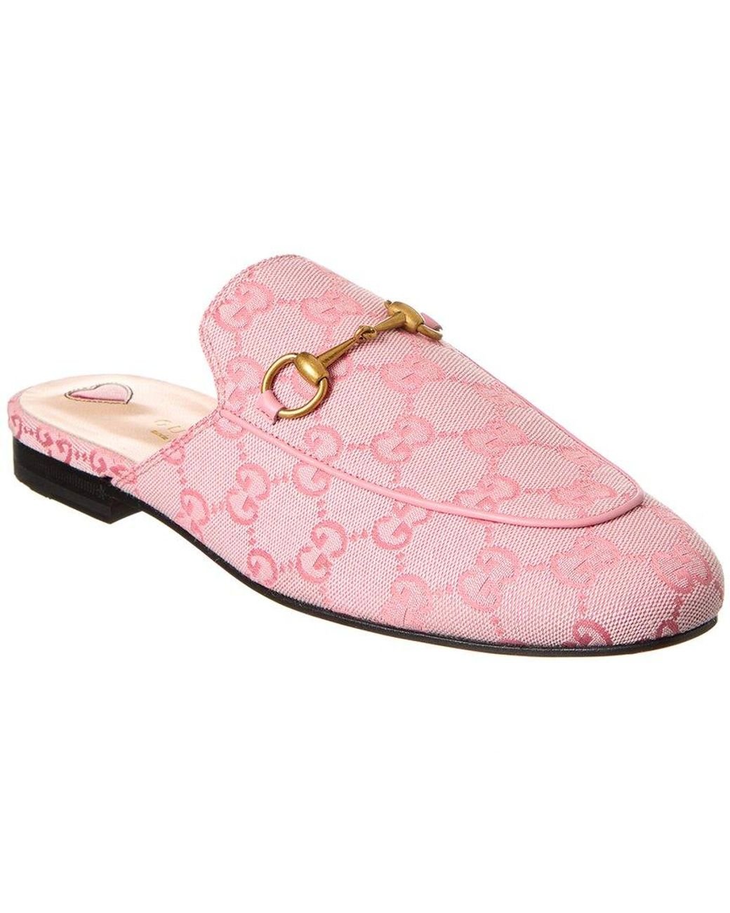 Gucci Princetown GG Canvas & Leather Slipper in Pink | Lyst