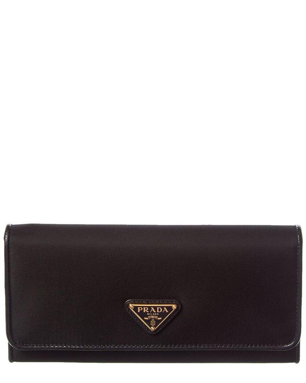 Prada Logo Tessuto & Leather Continental Wallet in Gray | Lyst