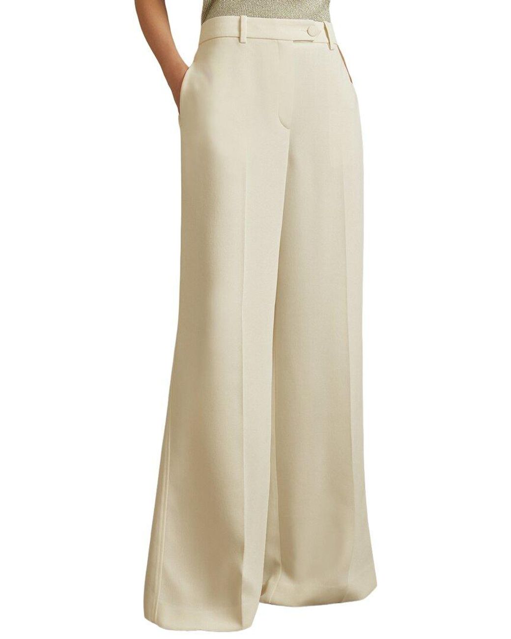 Reiss Solene Occasion Split Wide Leg Pant in Natural | Lyst UK