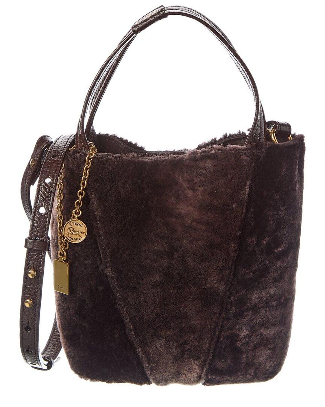 Chloé Spin Small Shearling & Leather Tote in Brown | Lyst