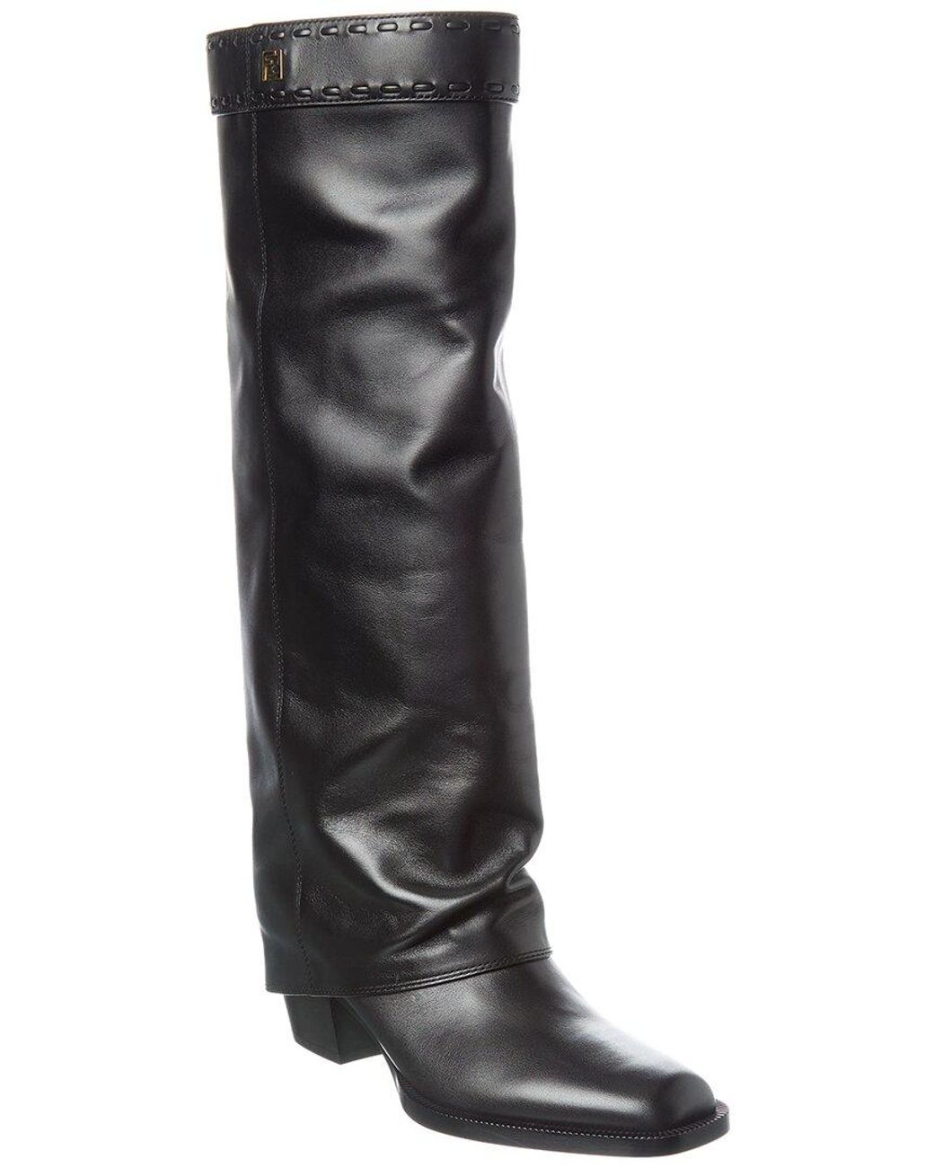 Fendi Show Leather Knee-High Boot in Black | Lyst