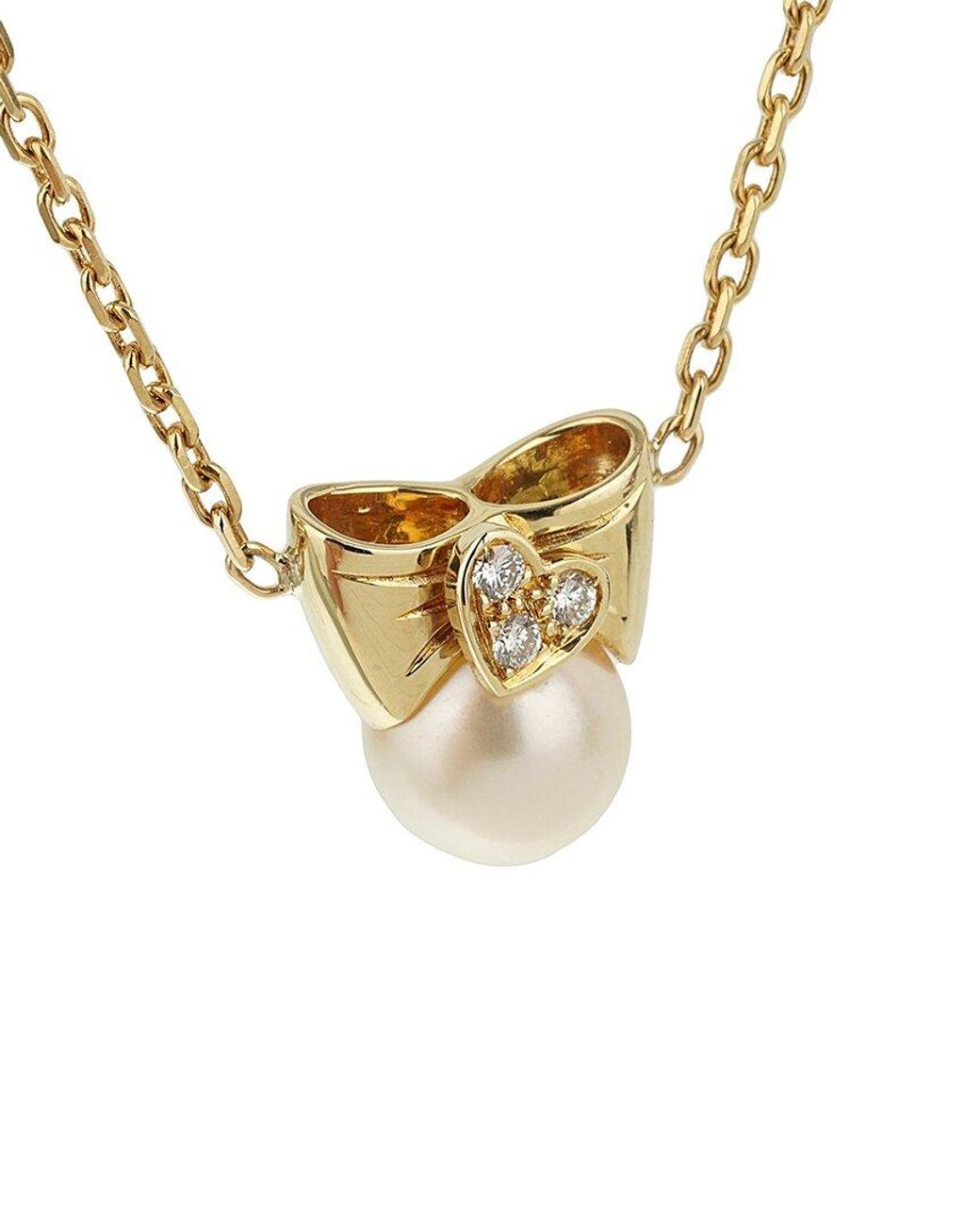 Van Cleef & Arpels 18K Diamond & Pearl Necklace (Authentic Pre-Loved ...