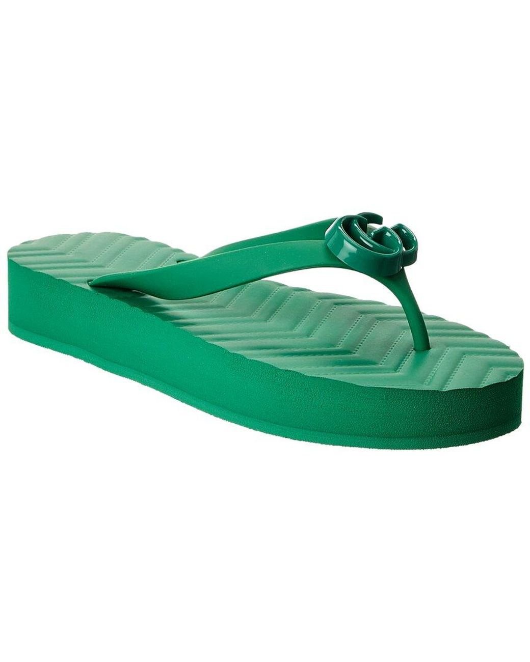 Gucci Chevron Platform Sandal in Green | Lyst