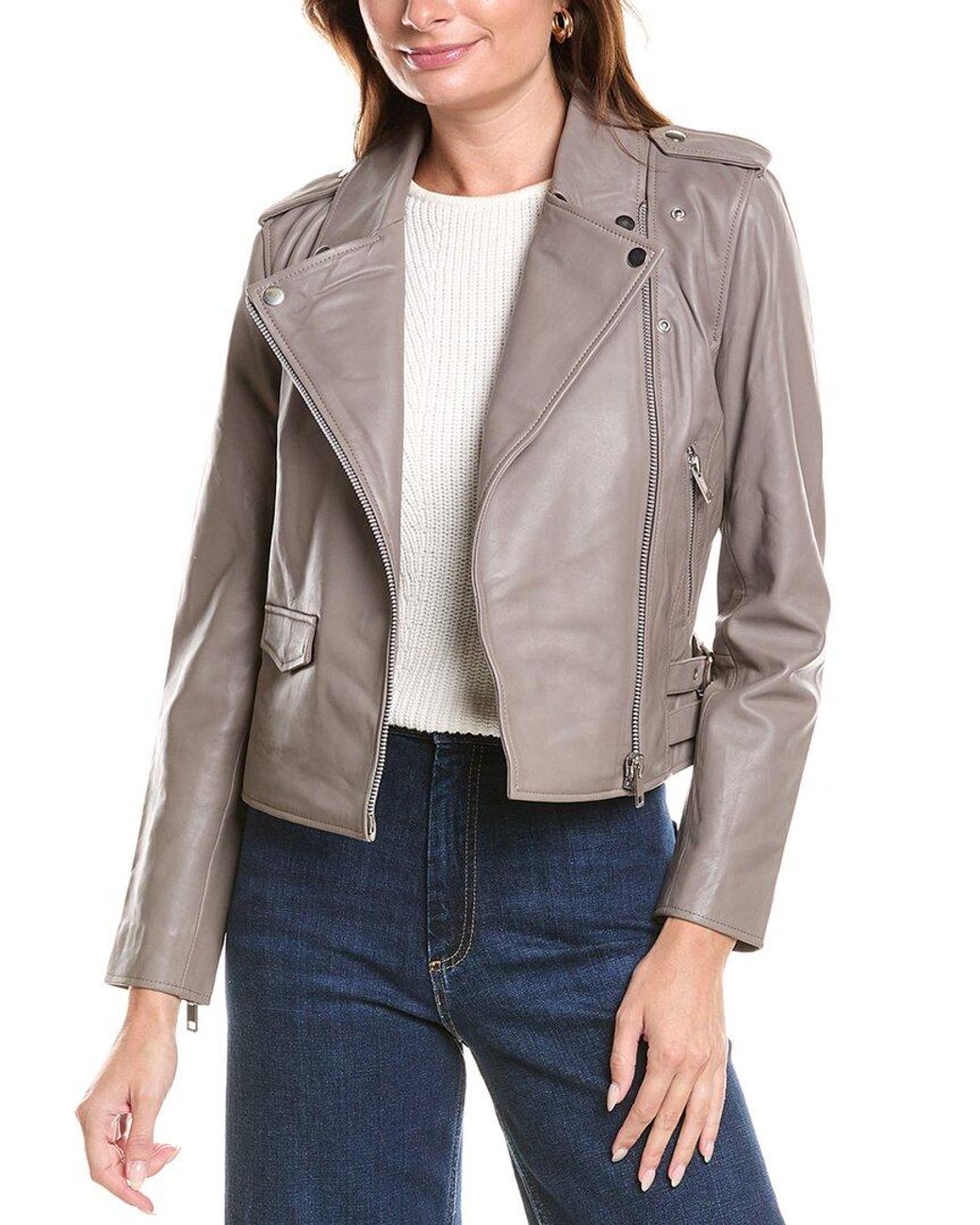 Walter Baker Liz Leather Jacket in Gray | Lyst