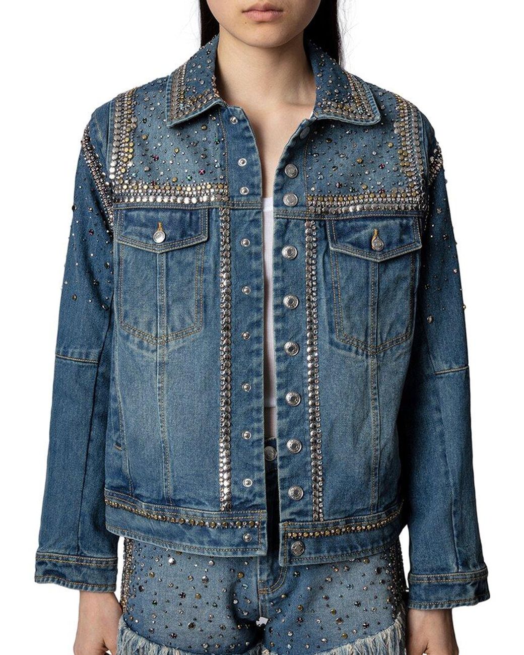 Pyramid Studded Denim Jacket