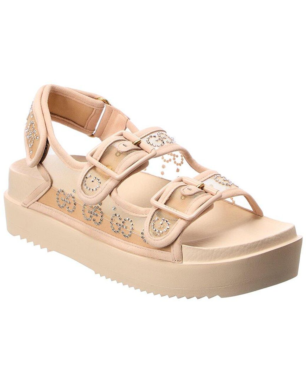 Gucci GG Crystal Mesh & Suede Sandal in Pink | Lyst