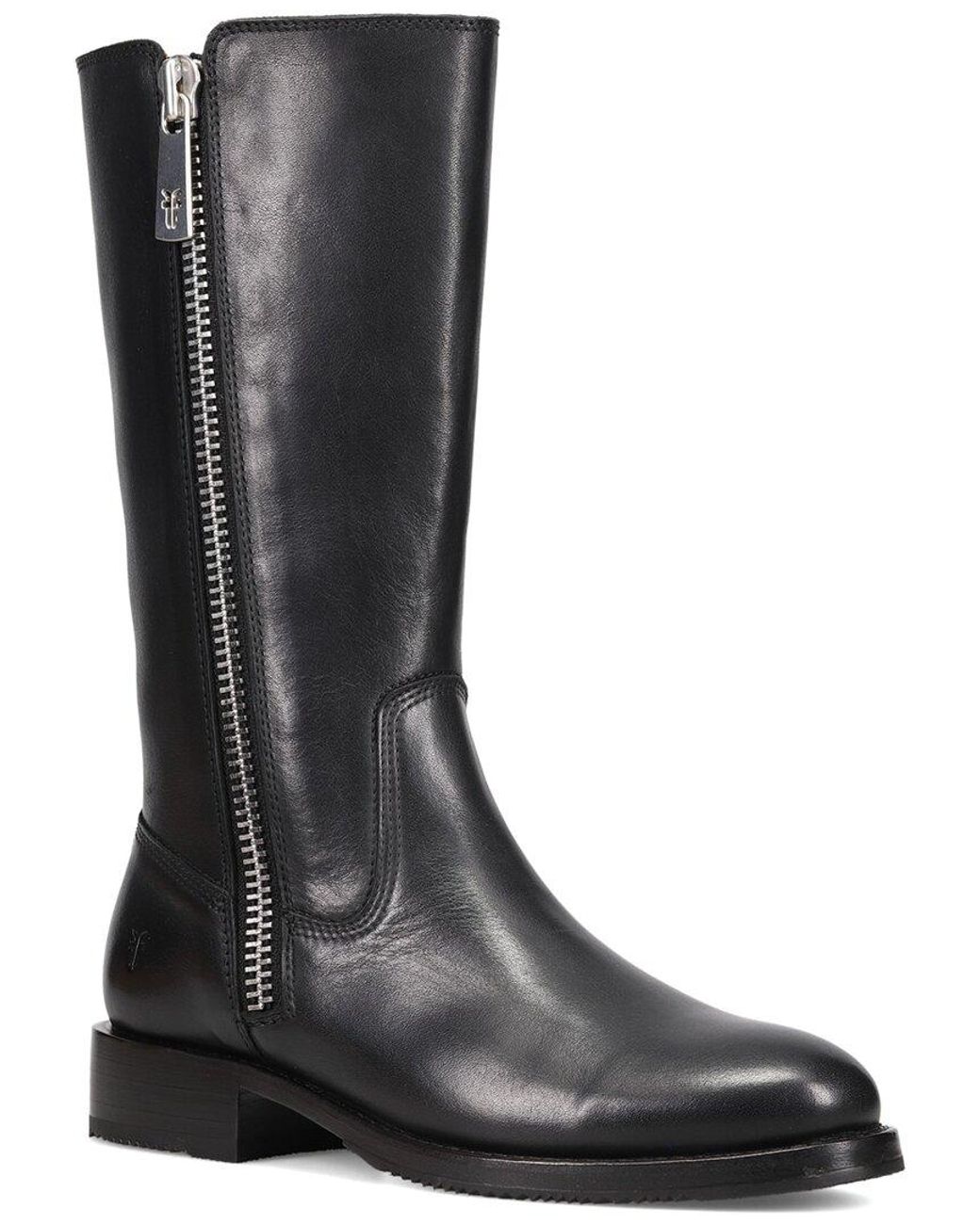 Frye Madison Heavy Zip Tall Leather Boot in Black | Lyst