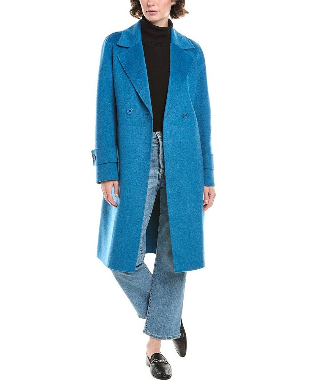 Forte Belted Wool & Cashmere-Blend Coat in Blue | Lyst UK