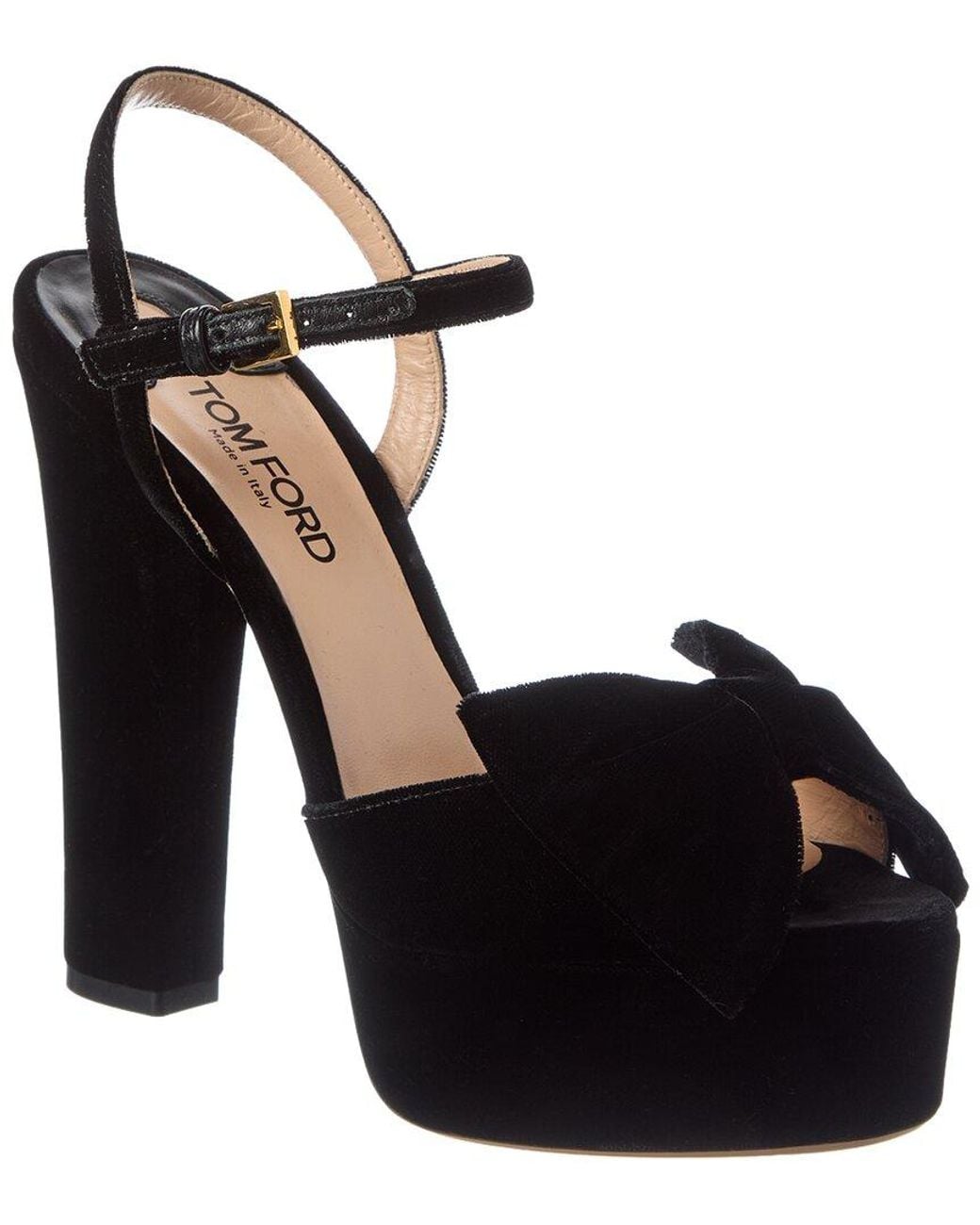 Tom Ford Velvet 7 Leather Platform Sandal in Black | Lyst