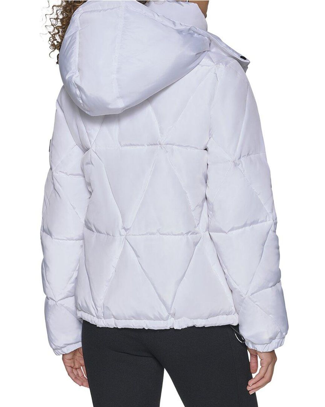 KARL LAGERFELD Diamond Quilted Puffer Coat in Blue | Lyst