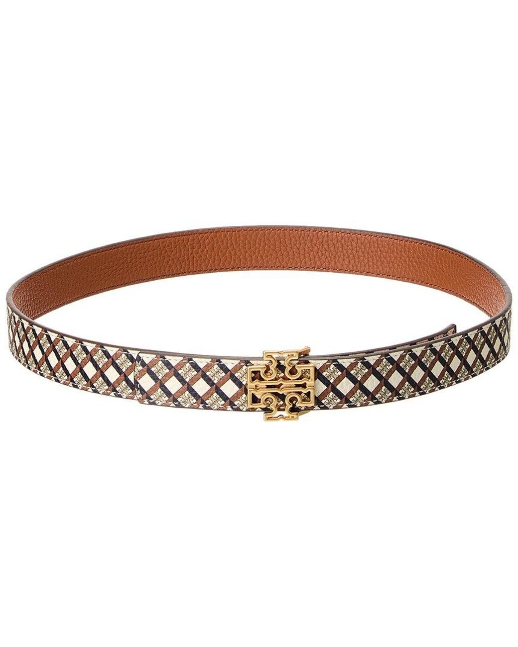 Tory Burch Britten Logo Reversible Printed Leather Belt in Brown | Lyst
