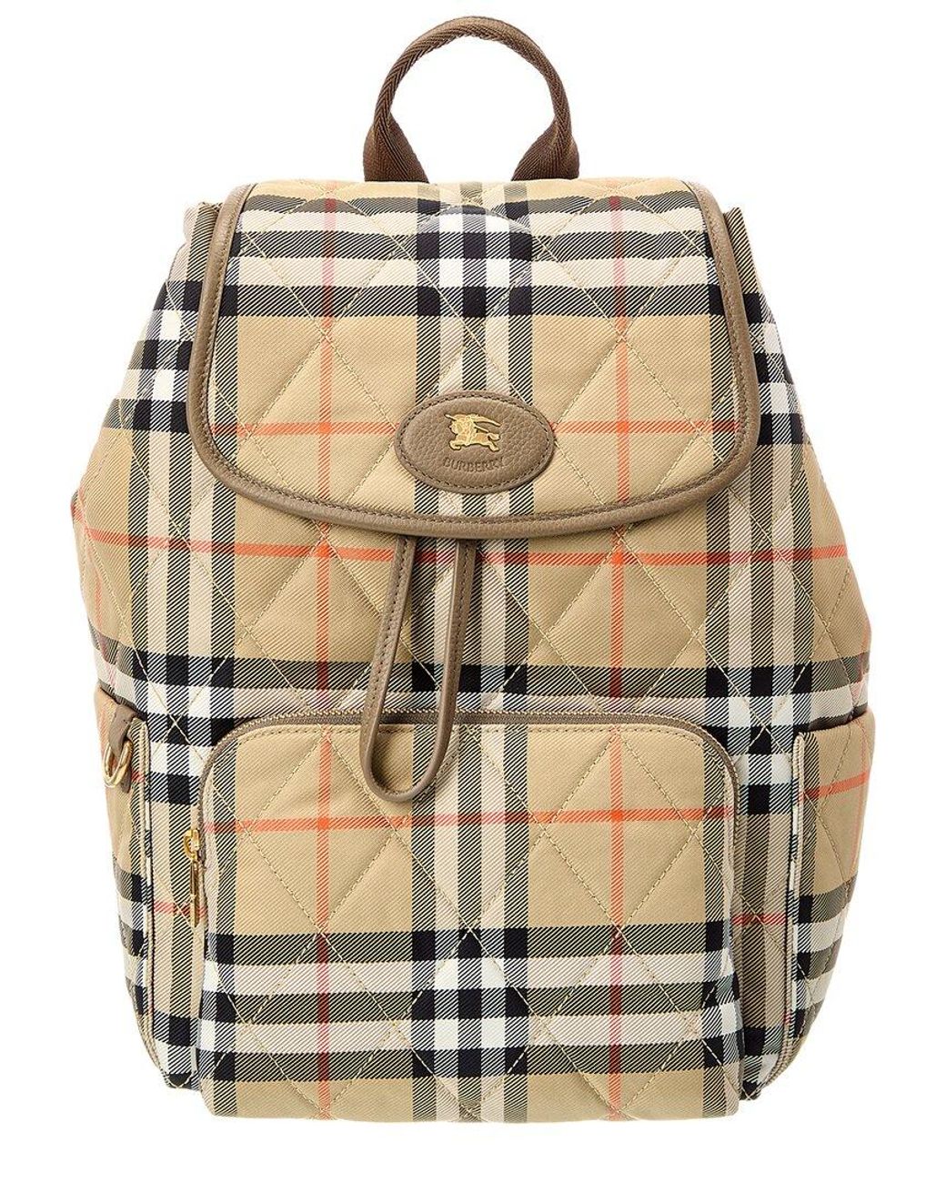 Burberry Horseshoe Quilted Canvas & Leather Backpack in Natural | Lyst UK