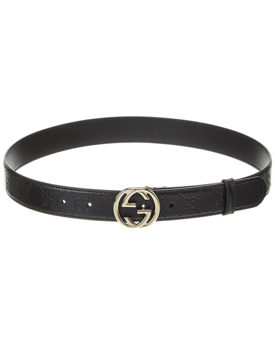 Gucci Interlocking G Leather Belt in Black | Lyst