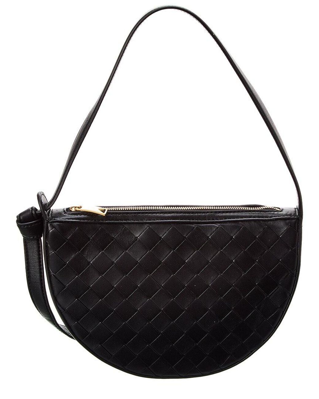 Bottega Veneta Sunrise Mini Intrecciato Leather Hobo Bag in Black | Lyst