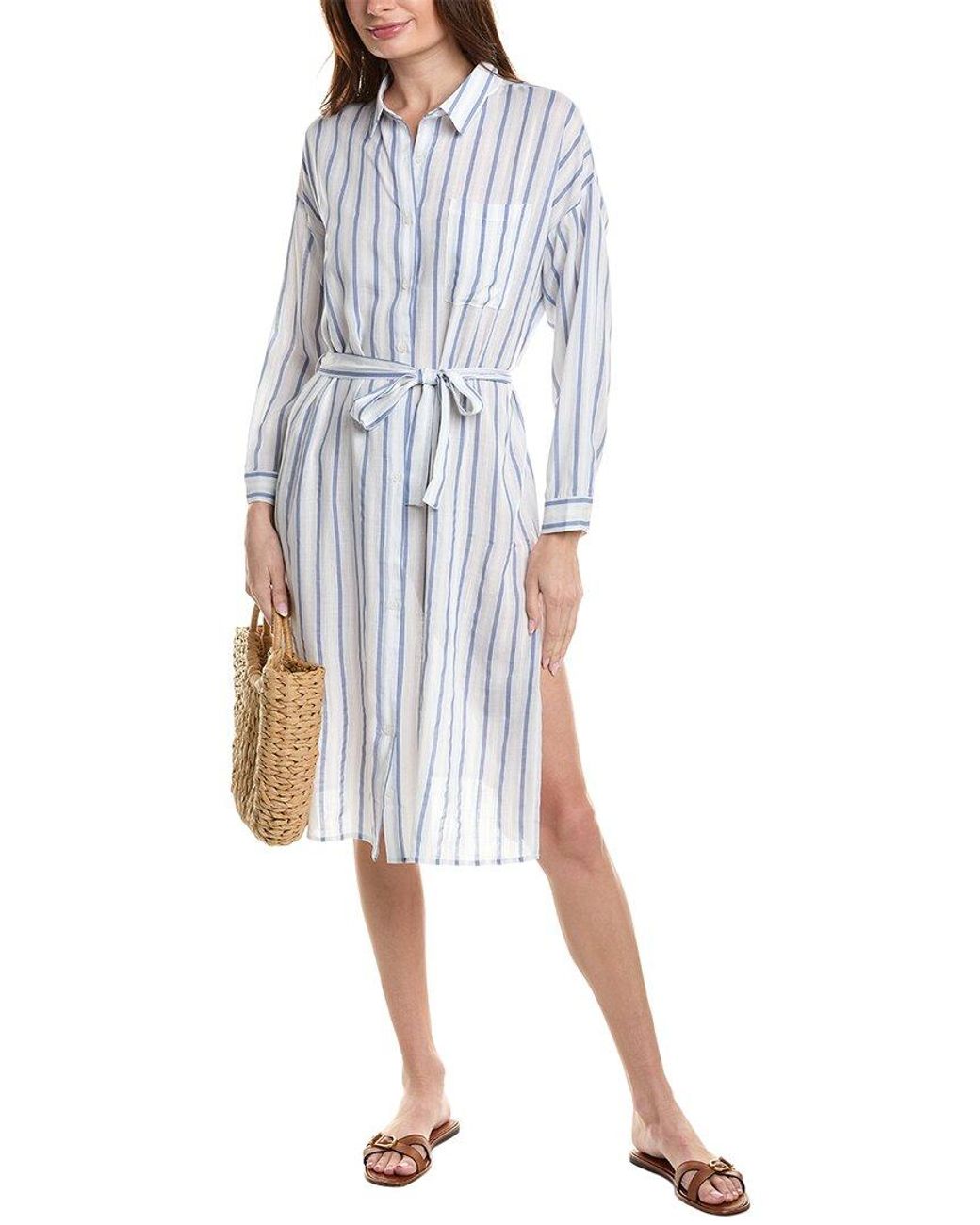 Brook + Lynn Brook + Lynn Striped Shirtdress in White | Lyst