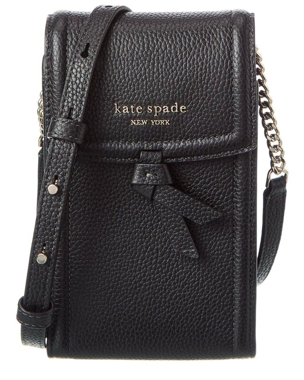 Kate Spade Knott Pebbled Leather Ns Phone Crossbody in Black | Lyst