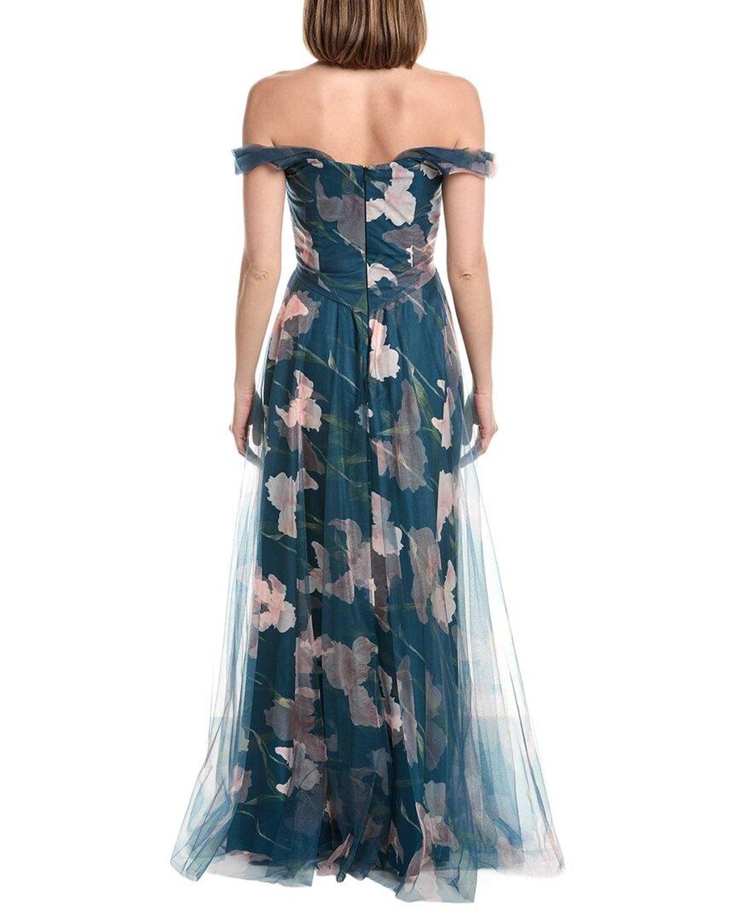 Rene Ruiz Off-The-Shoulder Tulle Floral Gown in Blue | Lyst UK