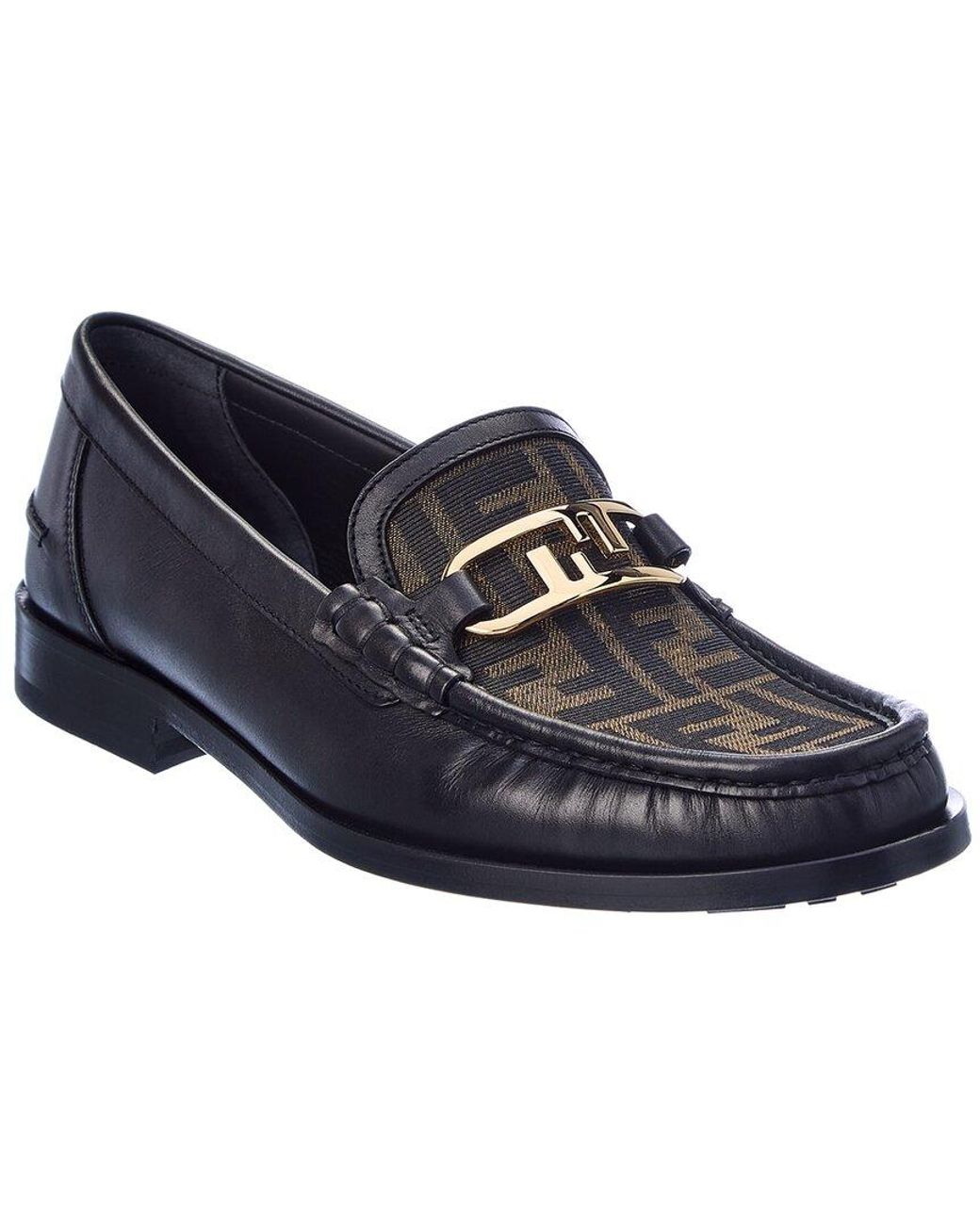 Fendi O'lock Ff Canvas & Leather Loafer in Brown (Blue) for Men | Lyst
