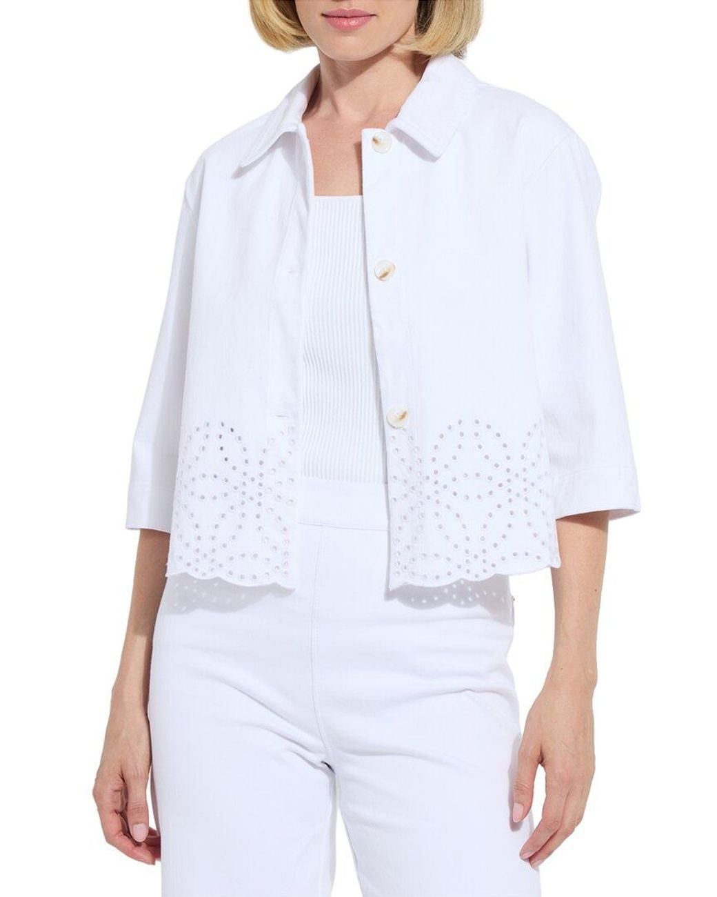 Lyssé Gem Eyelet Embroidered Jacket in White | Lyst UK