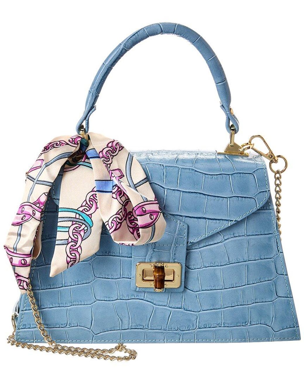Persaman New York Marta Croc-Embossed Leather Satchel in Blue | Lyst