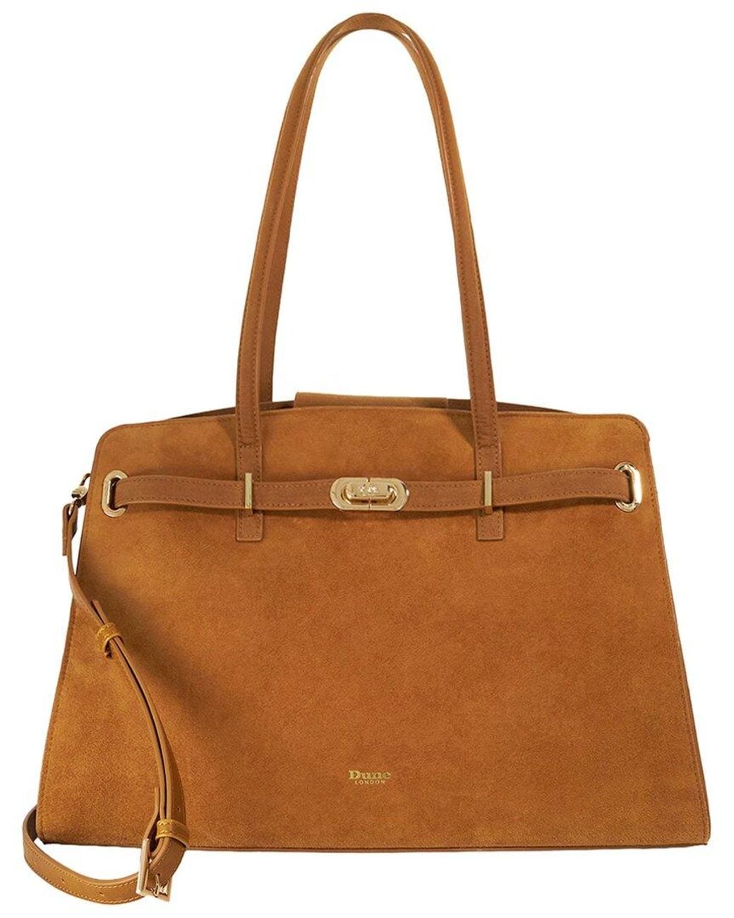 Dune Define Suede Tote in Brown | Lyst UK