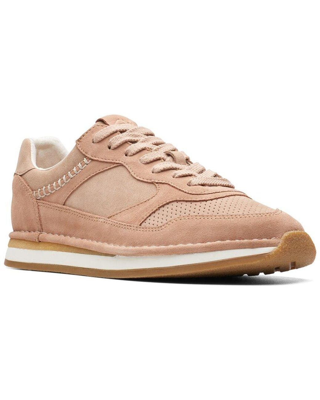Clarks Craftrun Tor Suede Sneaker in Natural | Lyst
