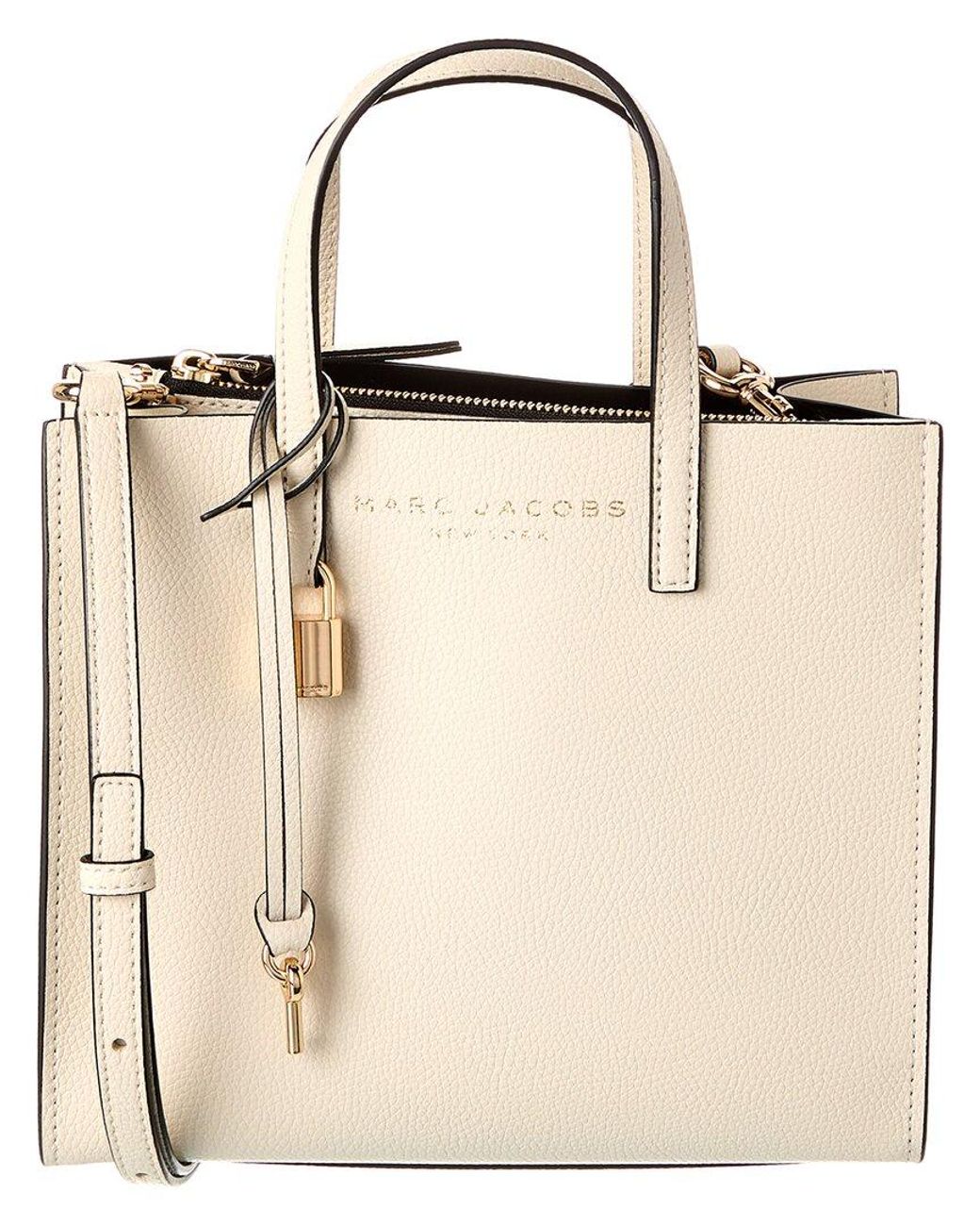 Marc Jacobs Grind Mini Leather Tote in Natural | Lyst