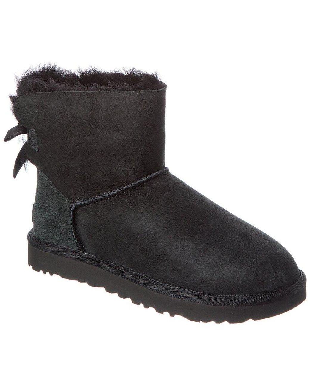 UGG Mini Bailey Bow Ii Suede & Shearling Boot in Black | Lyst