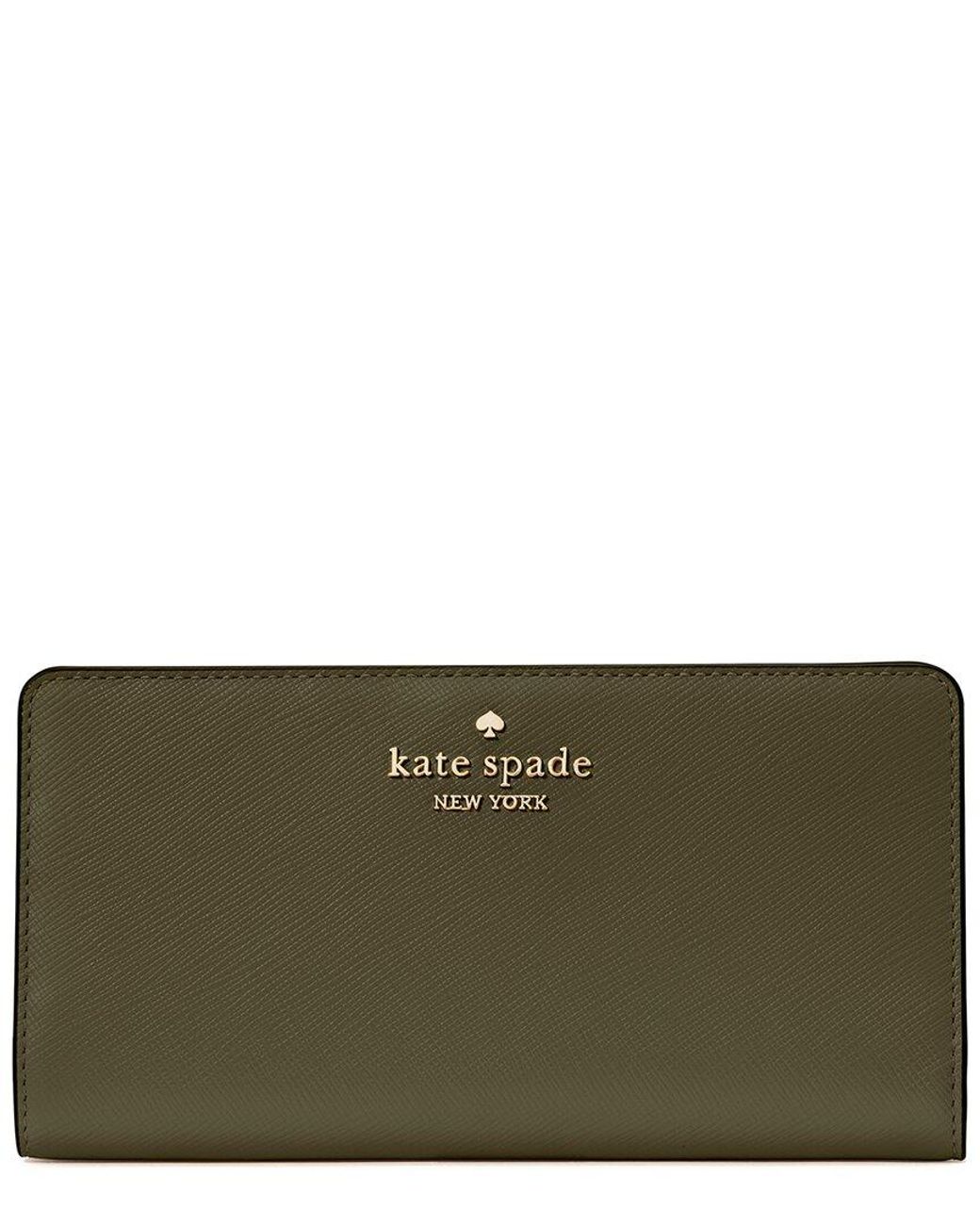 Kate Spade Madison Large Saffiano Leather Slim Bifold Wallet in Green ...
