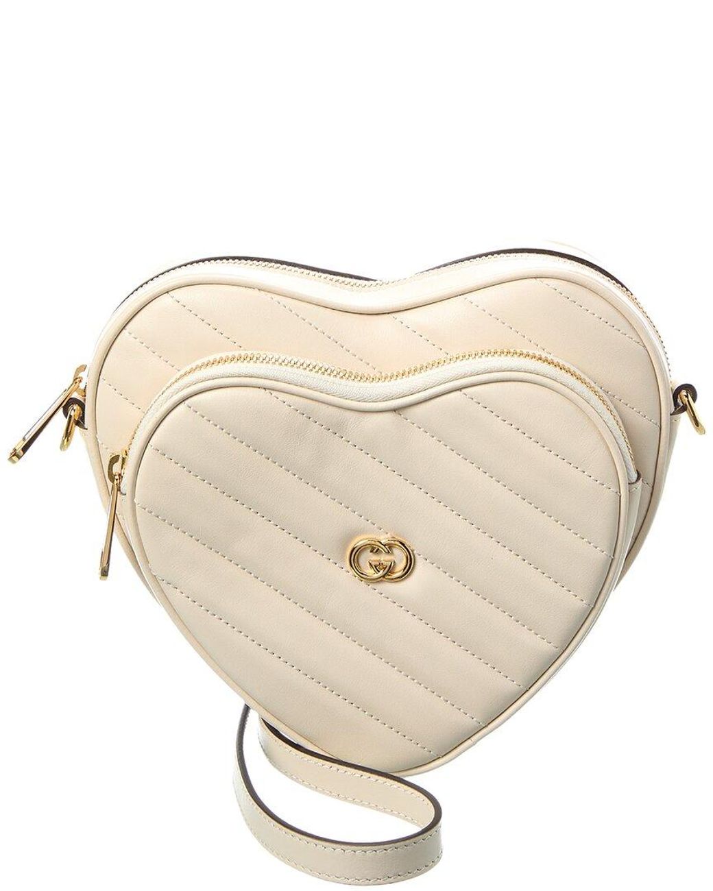 Gucci Interlocking G Mini Heart Leather Shoulder Bag in Natural | Lyst