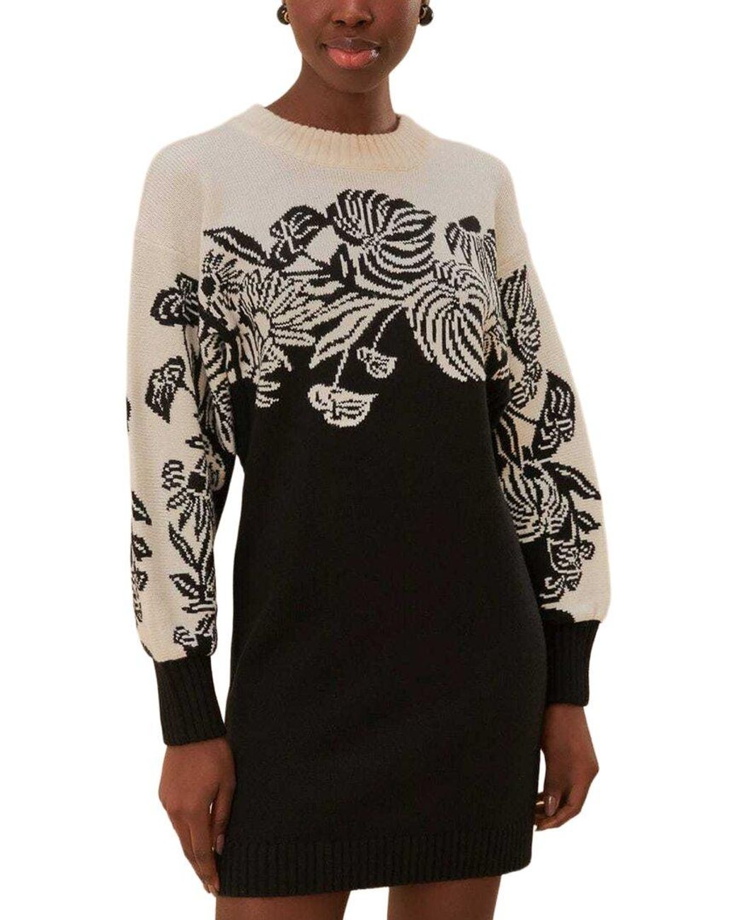 FARM Rio Wool-Blend Knit Sweaterdress in Black | Lyst