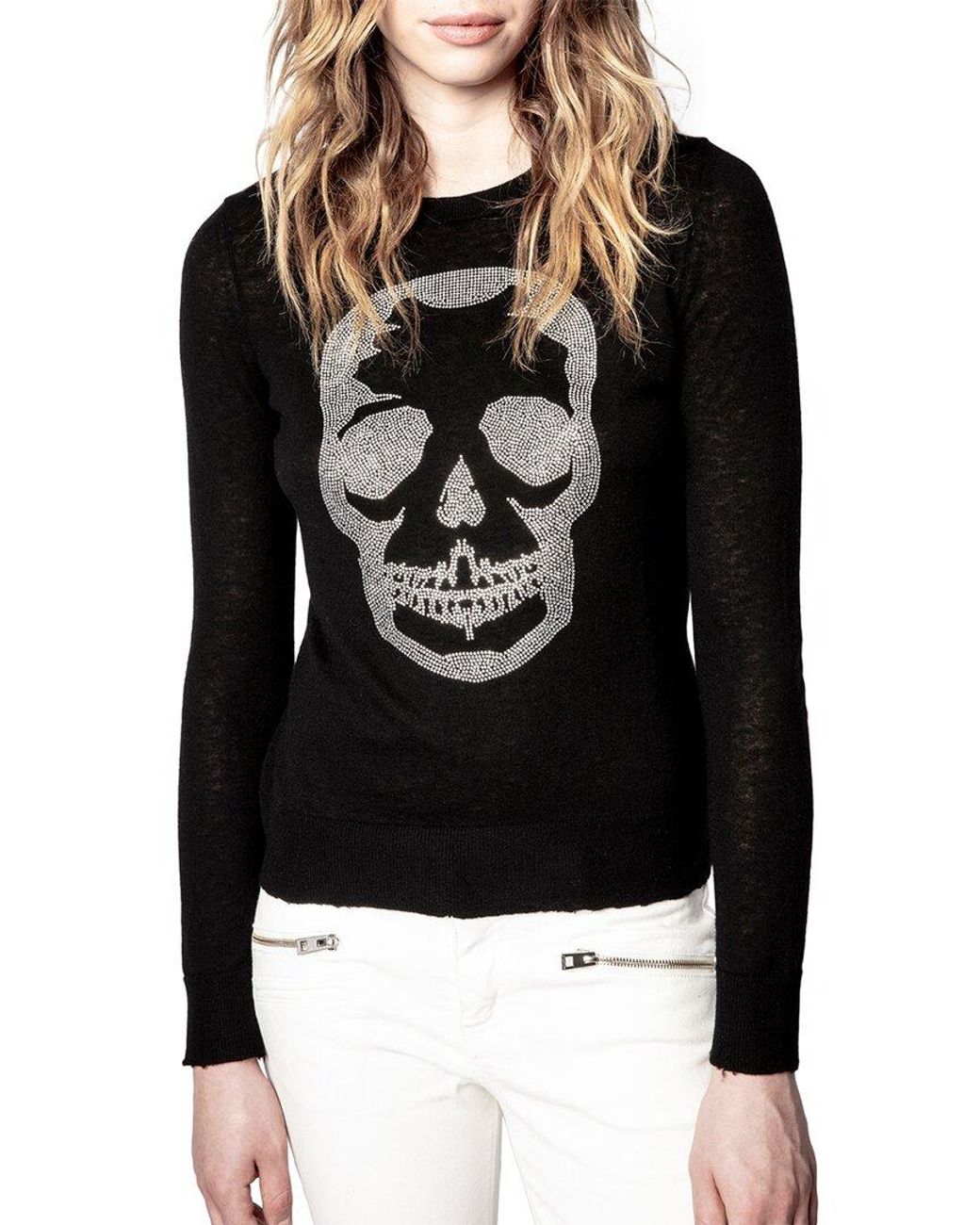 Zadig & Voltaire Skull Print Cashmere Sweater in Black | Lyst Canada