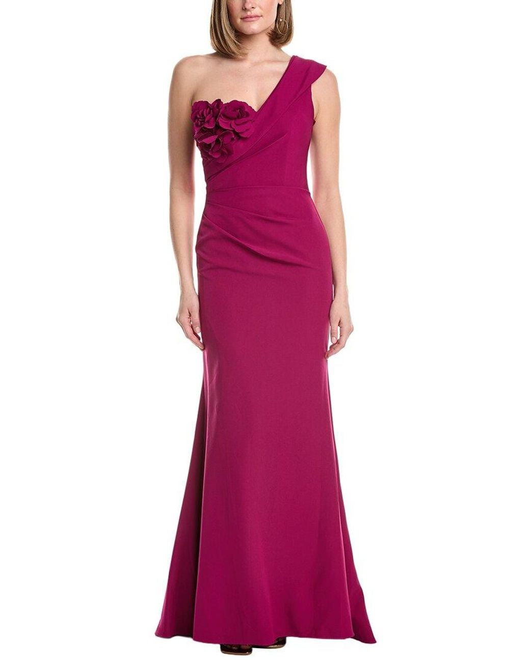 Rene Ruiz One-Shoulder Column Gown in Purple | Lyst UK