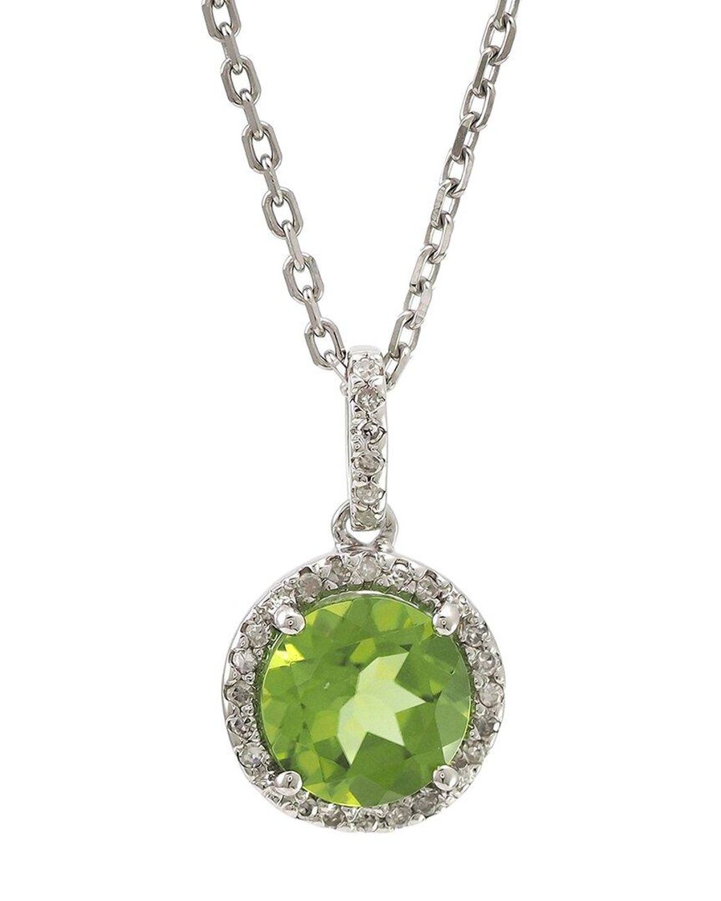 Gemstones Silver 1.44 Ct. Tw. Diamond & Peridot Necklace in Green | Lyst