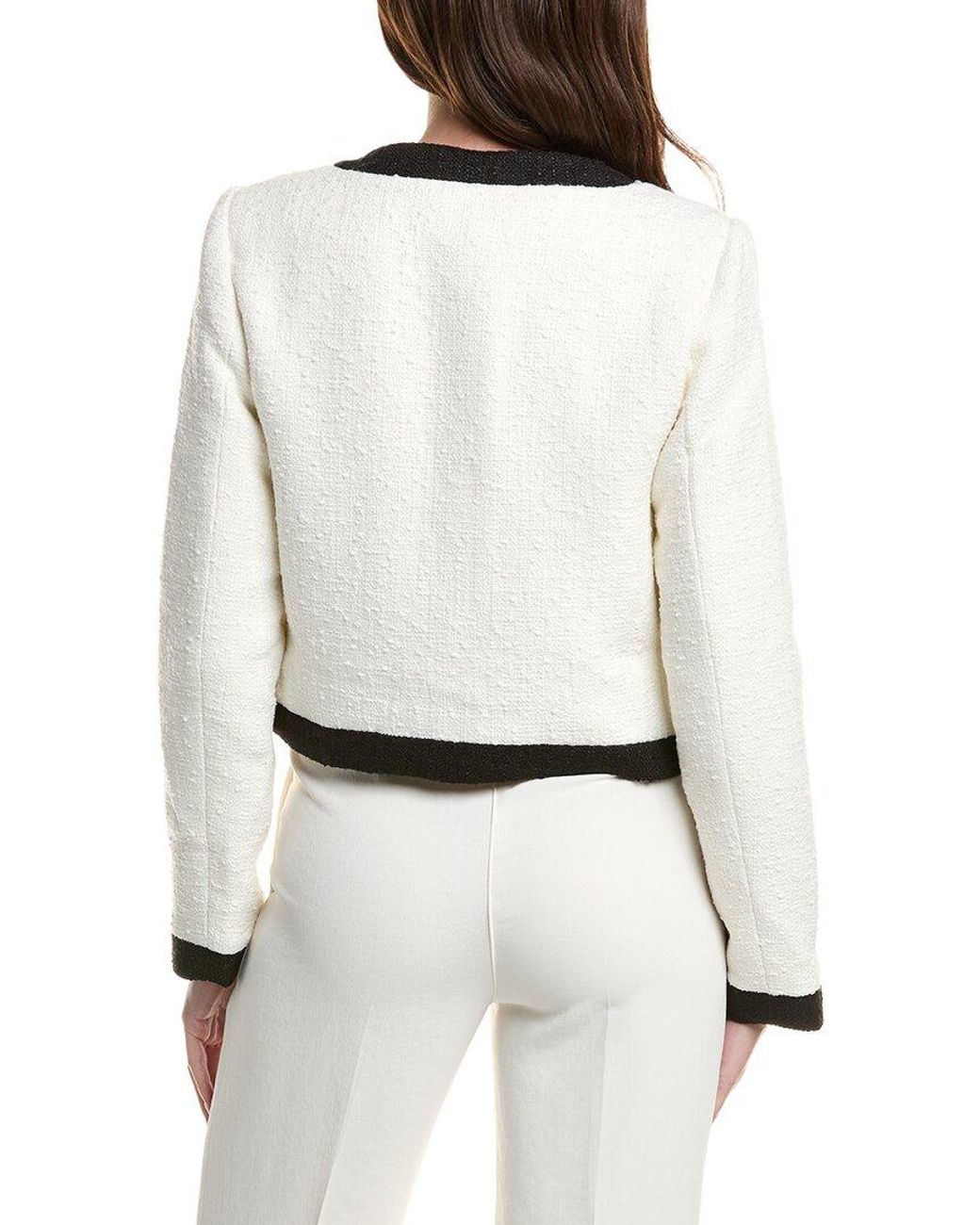English Factory Collarless Tweed Jacket in White | Lyst UK