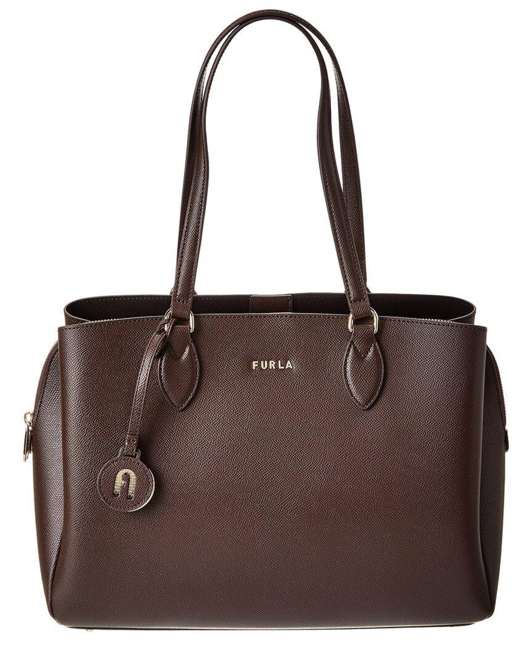 Furla Minerva Large Leather Tote in Brown | Lyst